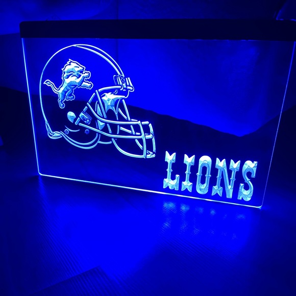 Other | Detroit Lions Led Neon Blue Light Sign 8x12 | Poshmark